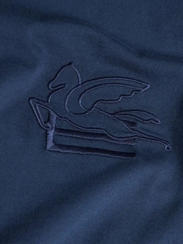 Etro T-shirt With Pegaso Embroidery - Blue