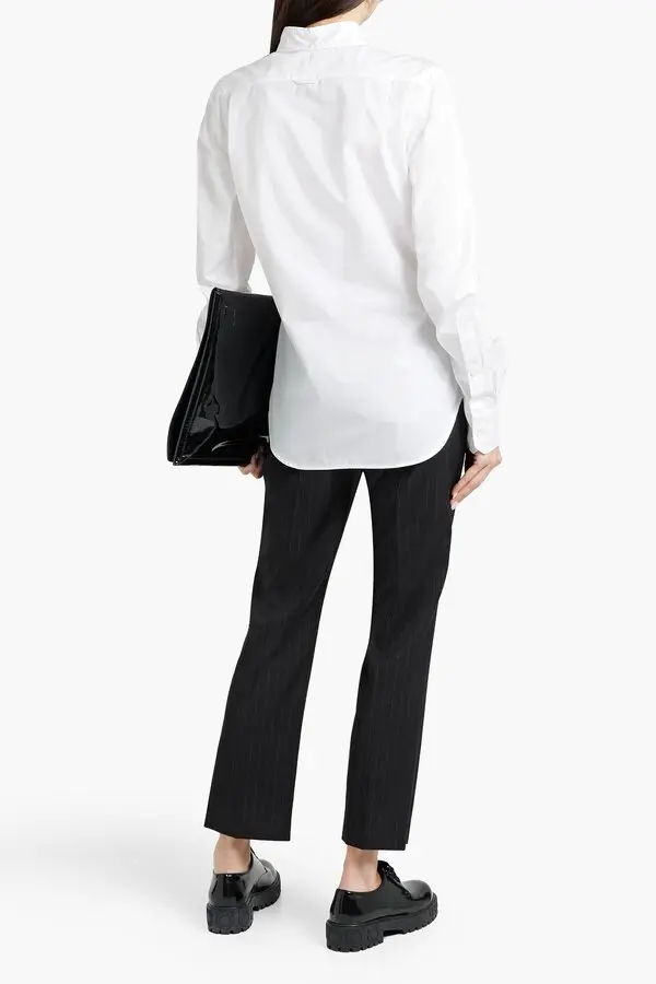 Thom Browne Cotton Poplin Shirt With Logo Appliqu