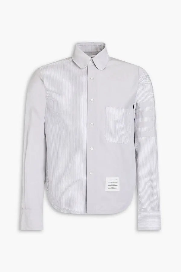 Thom Browne Striped Cotton Oxford Shirt - Light Gray