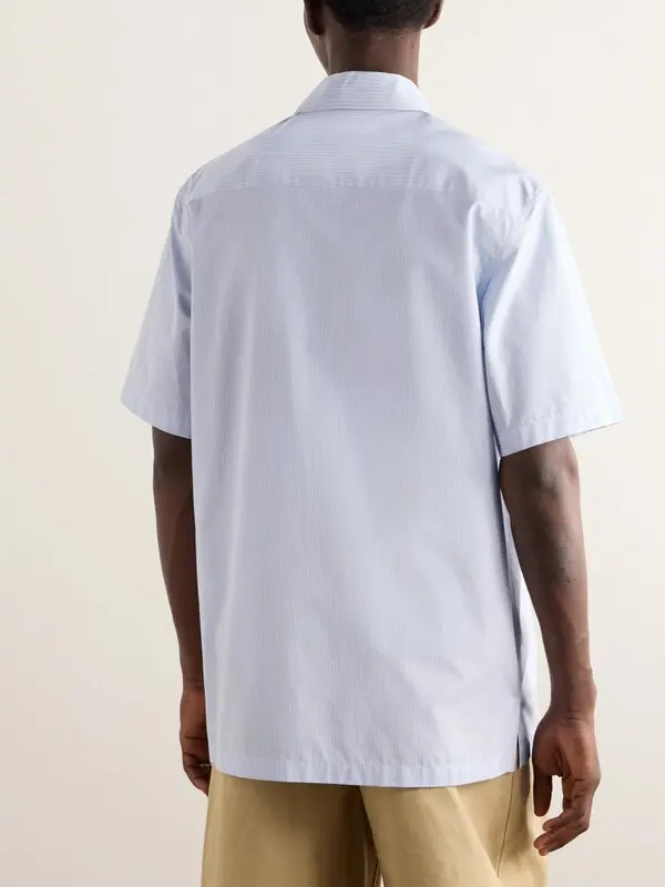 JIL SANDER Oversized Logo-embroidered Striped Cotton-poplin Shirt
