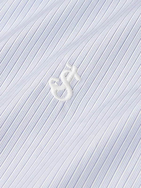 JIL SANDER Oversized Logo-embroidered Striped Cotton-poplin Shirt
