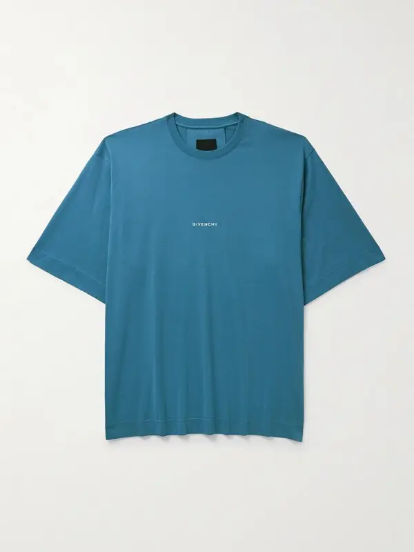 Givenchy Aqua Star Story Oversized Logo-embroidered Printed Cotton-jersey T-shirt