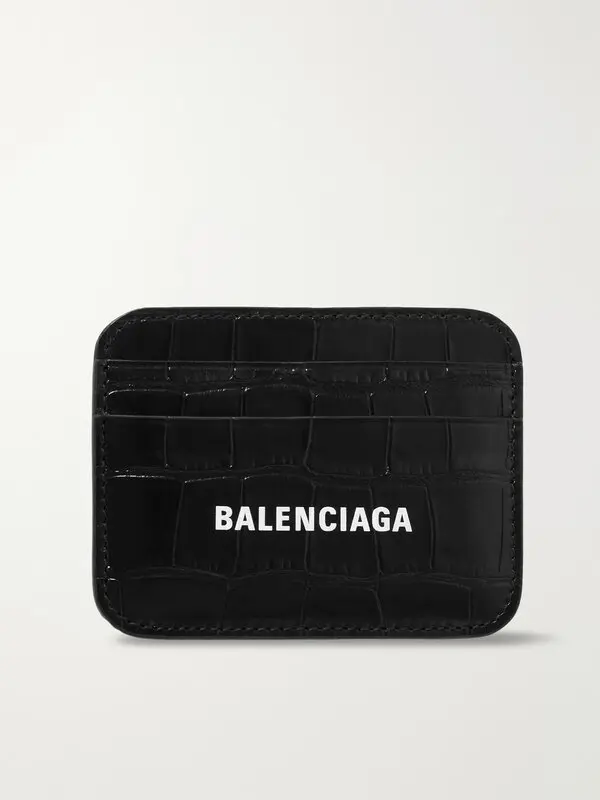 Balenciaga Cash Printed Croc-effect Leather Cardholder