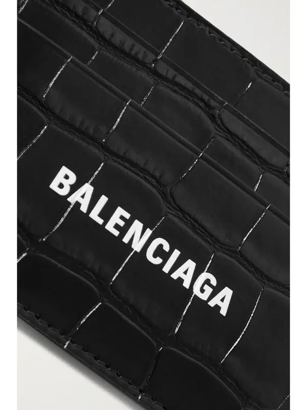 Balenciaga Cash Printed Croc-effect Leather Cardholder