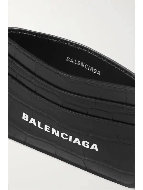 Balenciaga Cash Printed Croc-effect Leather Cardholder