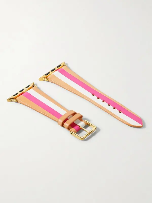 LACALIFORNIENNE Striped Leather Watch Strap - Pink