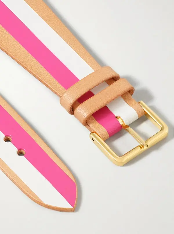 LACALIFORNIENNE Striped Leather Watch Strap - Pink