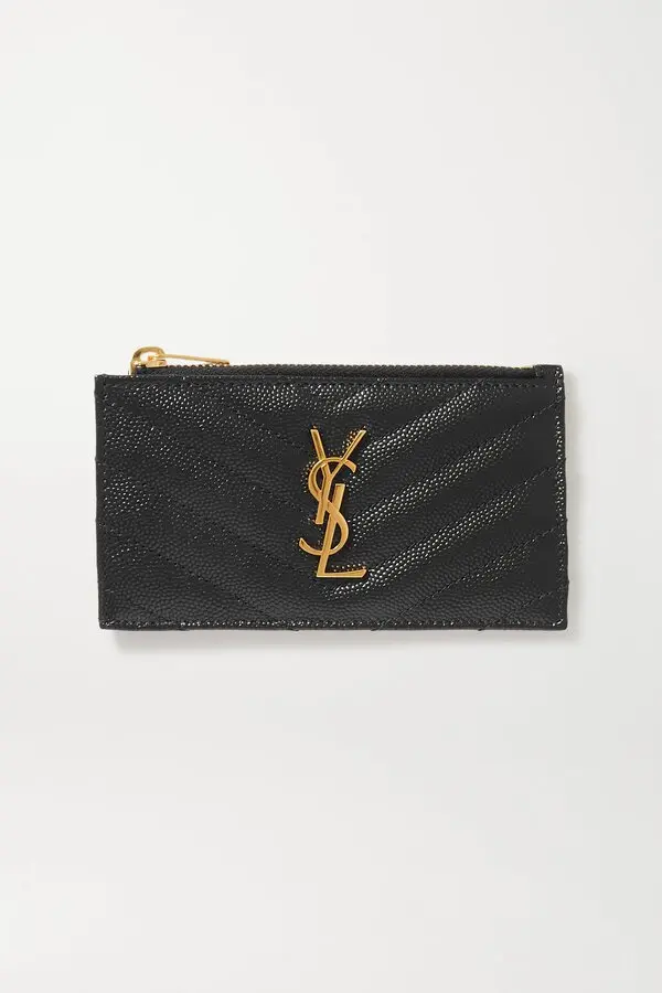 Saint Laurent Monogramme Small Quilted Textured-leather Wallet - Black