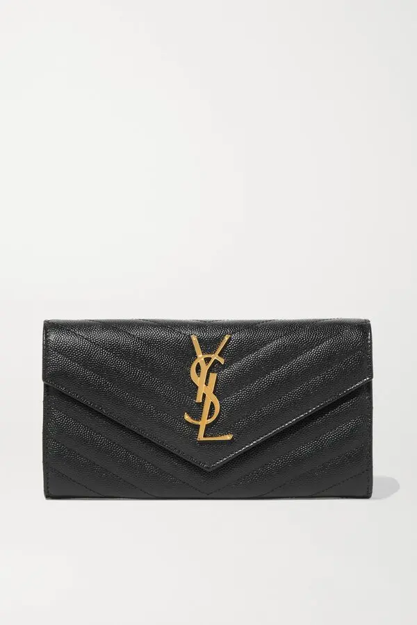 Saint Laurent Monogramme Quilted Textured-leather Wallet - Black
