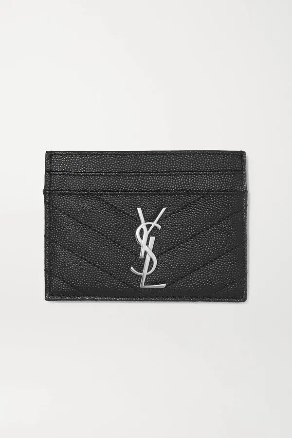 Saint Laurent Monogramme Quilted Textured-leather Cardholder - Black