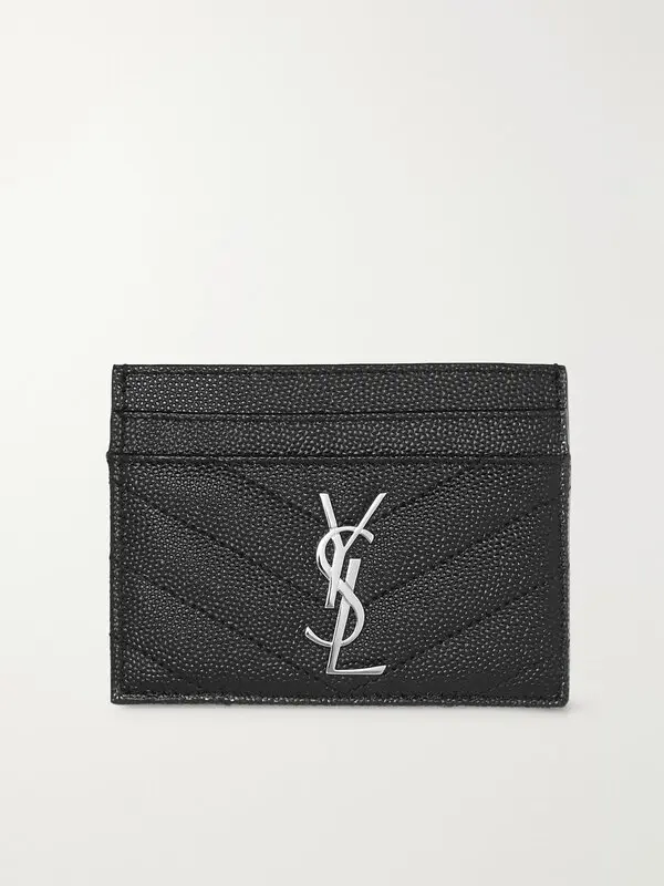 Saint Laurent Monogramme Quilted Textured-leather Cardholder - Black