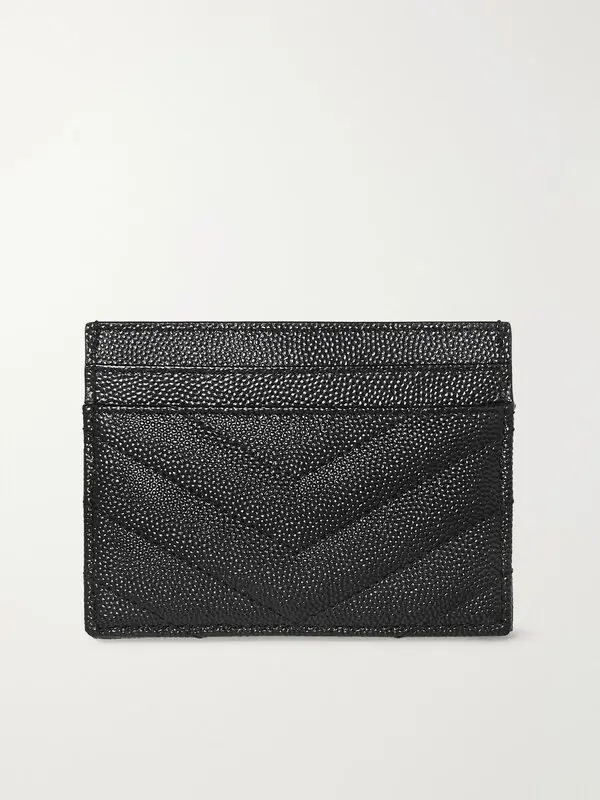 Saint Laurent Monogramme Quilted Textured-leather Cardholder - Black