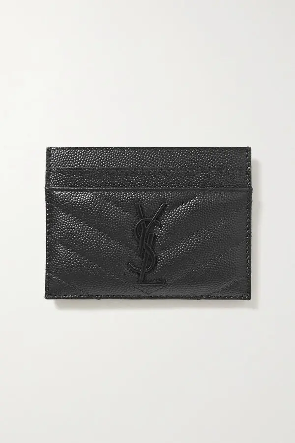 Saint Laurent Monogramme Quilted Textured-leather Cardholder - Black