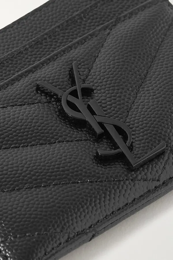 Saint Laurent Monogramme Quilted Textured-leather Cardholder