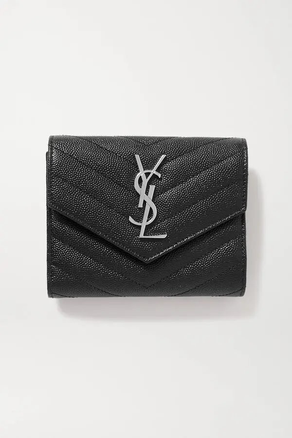 Saint Laurent Monogramme Quilted Textured-leather Wallet - Black