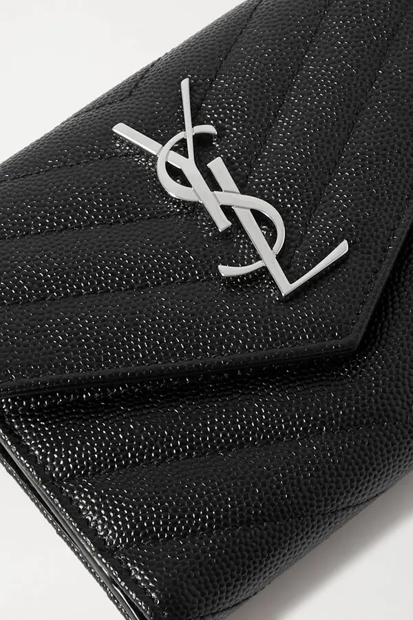 Saint Laurent Monogramme Quilted Textured-leather Wallet - Black
