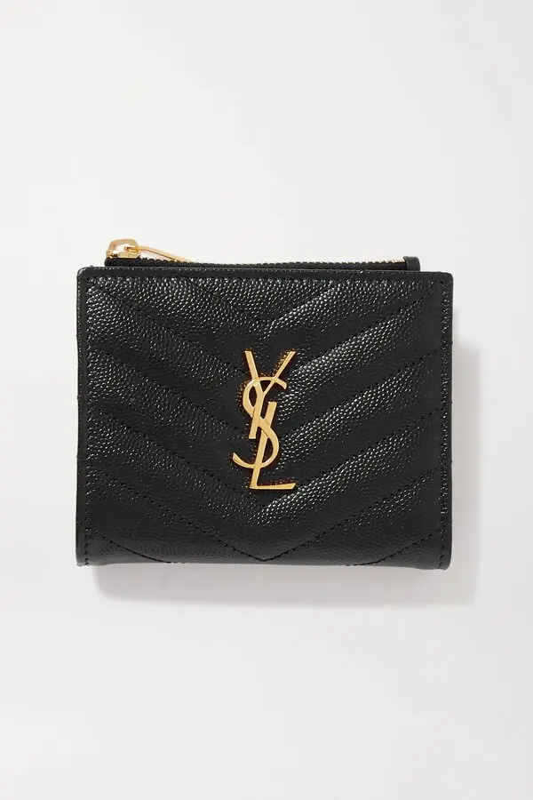 Saint Laurent Monogramme Quilted Textured-leather Wallet - Black