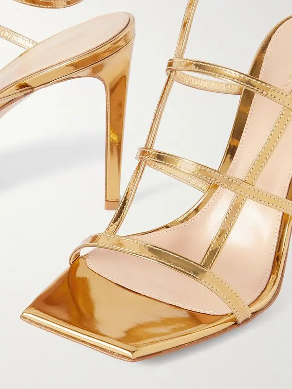 GIANVITO ROSSI 95 Metallic Leather Sandals - Gold