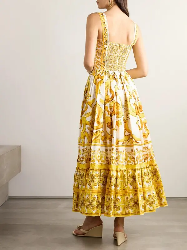 Dolce & Gabbana Maiolica Printed Cotton-poplin Midi Dress