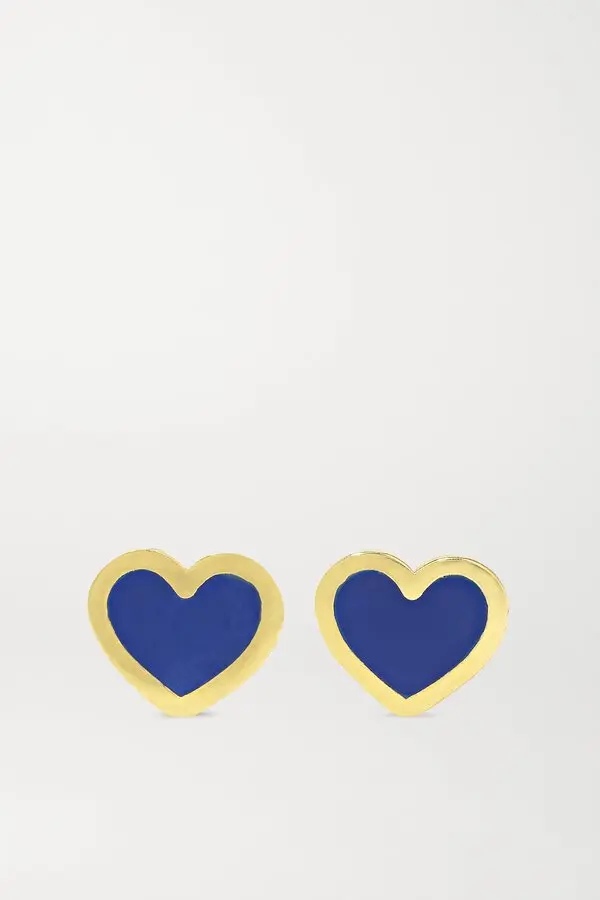JENNIFER MEYER 18-karat Lapis Lazuli Heart Earrings - Gold