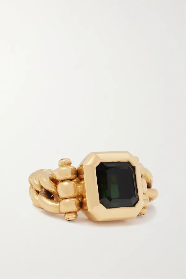 MAOR Curb Chain 18-karat Tourmaline Ring - Gold