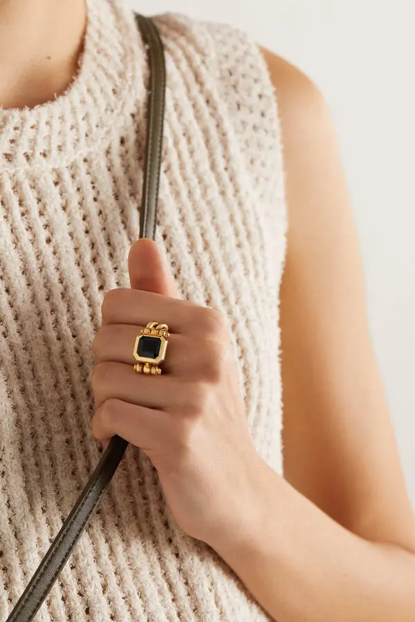 MAOR Curb Chain 18-karat Tourmaline Ring