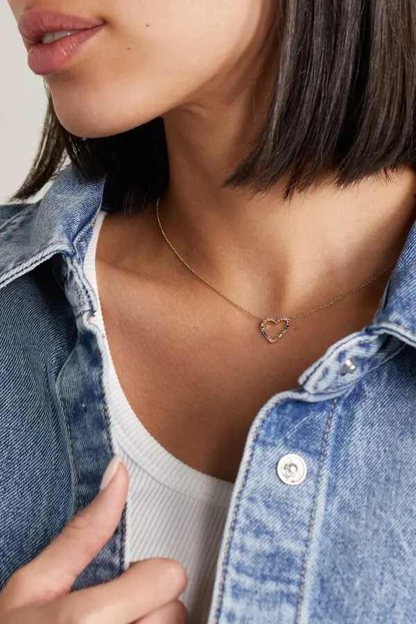 ROXANNE FIRST 14-karat Gold Sapphire Heart Necklace