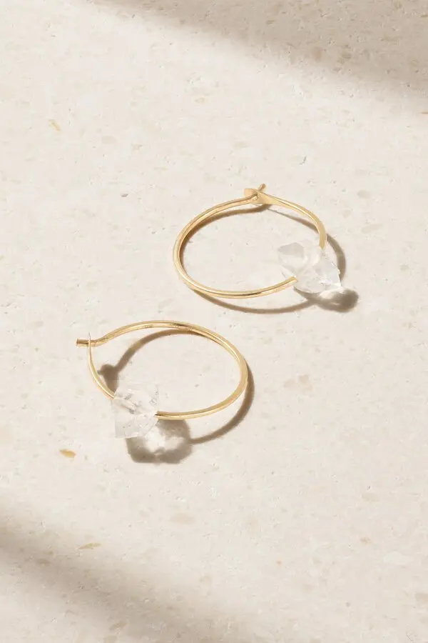 MELISSA JOY MANNING 14-karat Recycled Herkimer Diamond Hoop Earrings - Gold