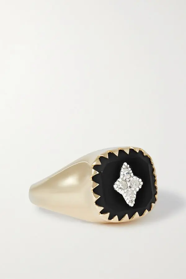 Pascale Monvoisin Pierrot 9-karat Bakelite And Diamond Ring - Gold