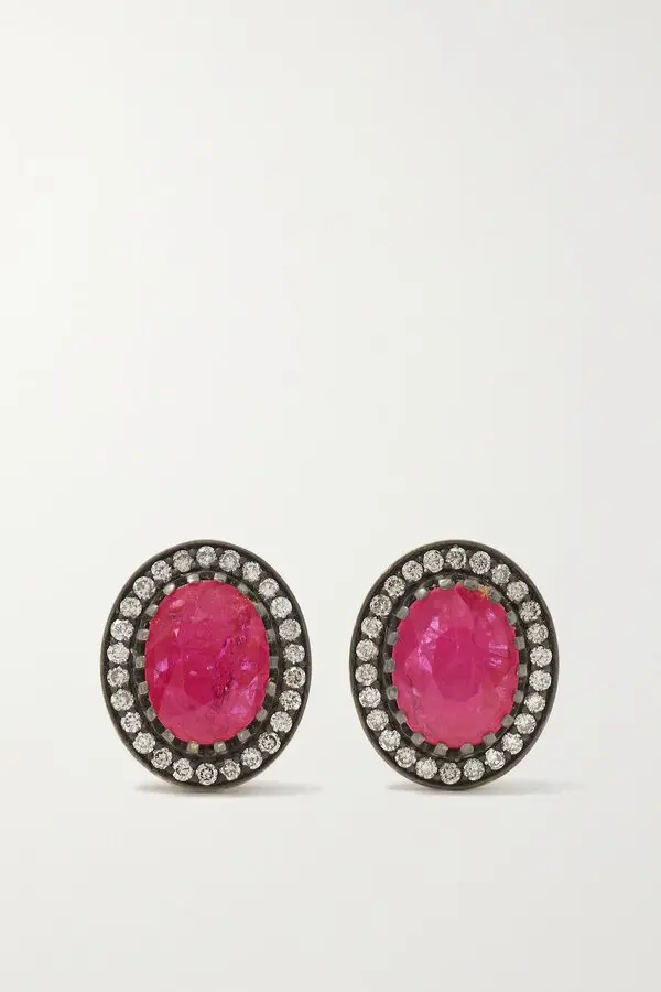 AMRAPALI LONDON Rajasthan Ruby And Diamond Earrings - Gold