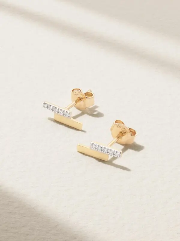 Mateo 14-karat Diamond Bar Earrings - Gold