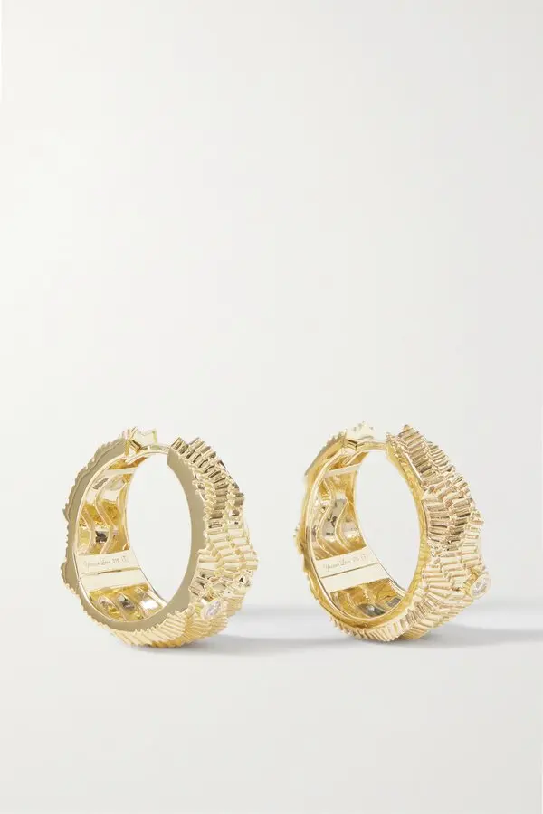 Yvonne Léon 9-karat Hoop Earrings With Diamond - Gold