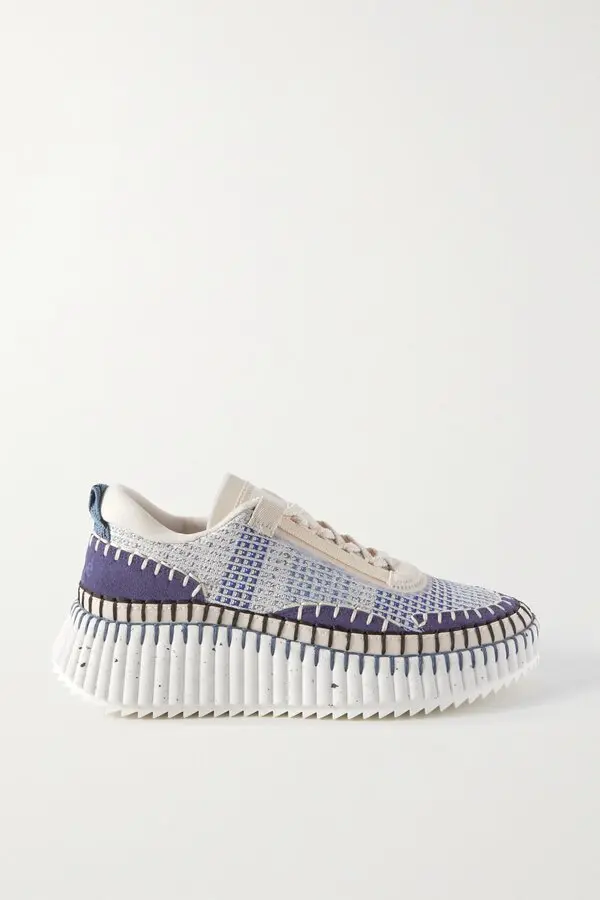 Chloé Nama Embroidered Sneakers - Blue
