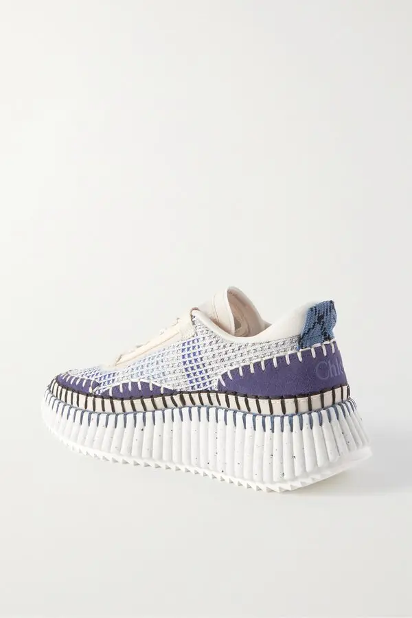 Chloé Nama Embroidered Sneakers - Blue