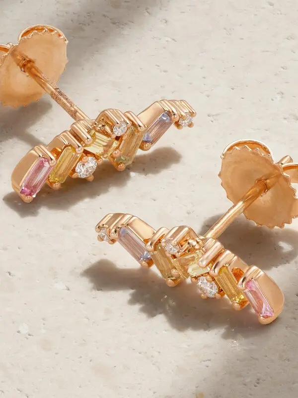 SUZANNE KALAN 18-karat Rose Sapphire And Diamond Earrings - Gold