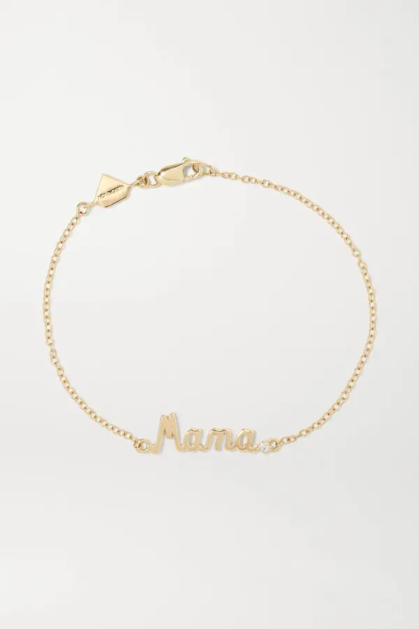 Alison Lou Mama 14-karat Diamond Bracelet - Gold
