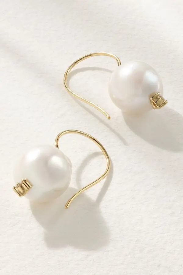 Mizuki 14-karat Pearl And Diamond Earrings