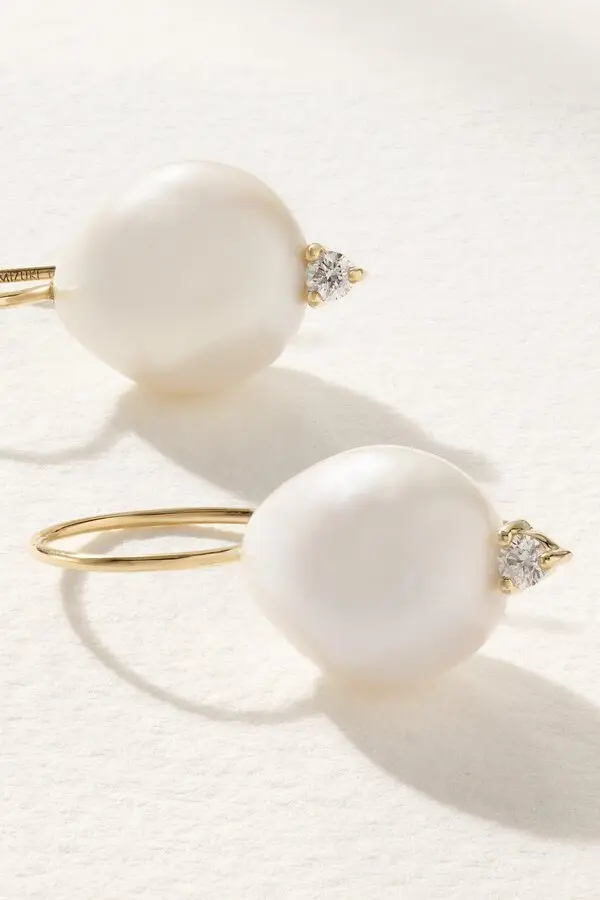Mizuki 14-karat Pearl And Diamond Earrings