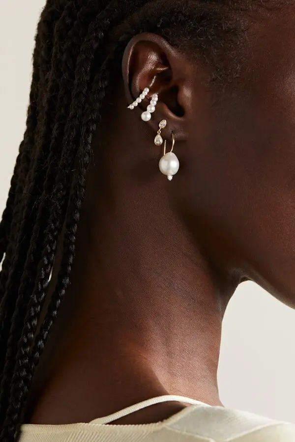 Mizuki 14-karat Pearl And Diamond Earrings