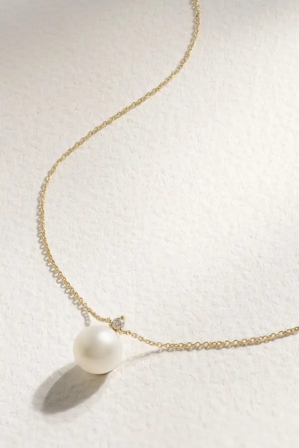 Mizuki 14-karat Pearl And Diamond Necklace - Gold
