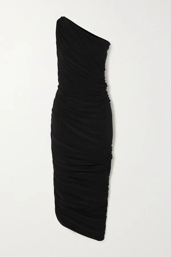 Norma Kamali Diana One-shoulder Ruched Gown - Black