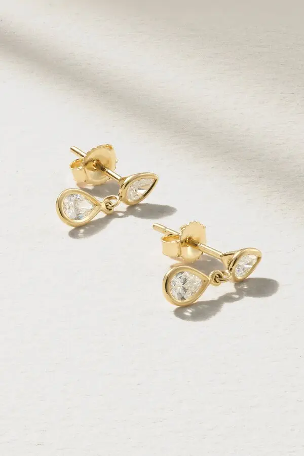 Mizuki 14-karat Diamond Drop Earrings - Gold
