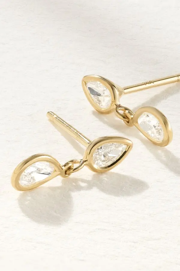 Mizuki 14-karat Diamond Drop Earrings