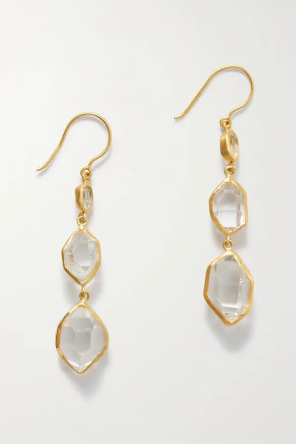 PIPPA SMALL 18-karat Herkimer Diamond Drop Earrings - Gold