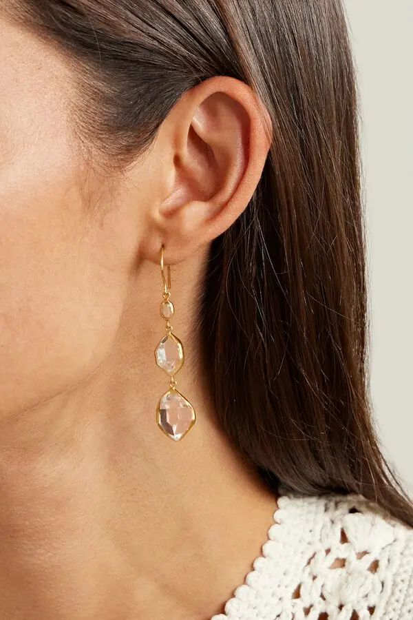 PIPPA SMALL 18-karat Herkimer Diamond Drop Earrings