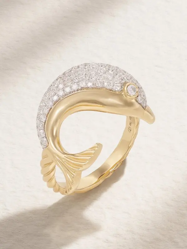 Yvonne Léon 18-karat Diamond Dolphin Ring - Gold