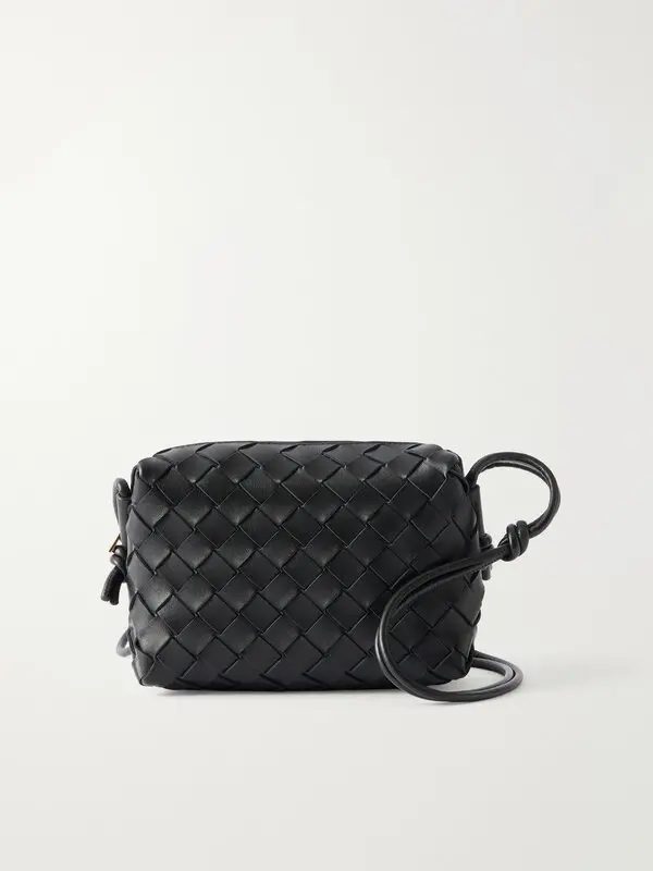 Bottega Veneta Loop Mini Intrecciato Shoulder Bag - Black
