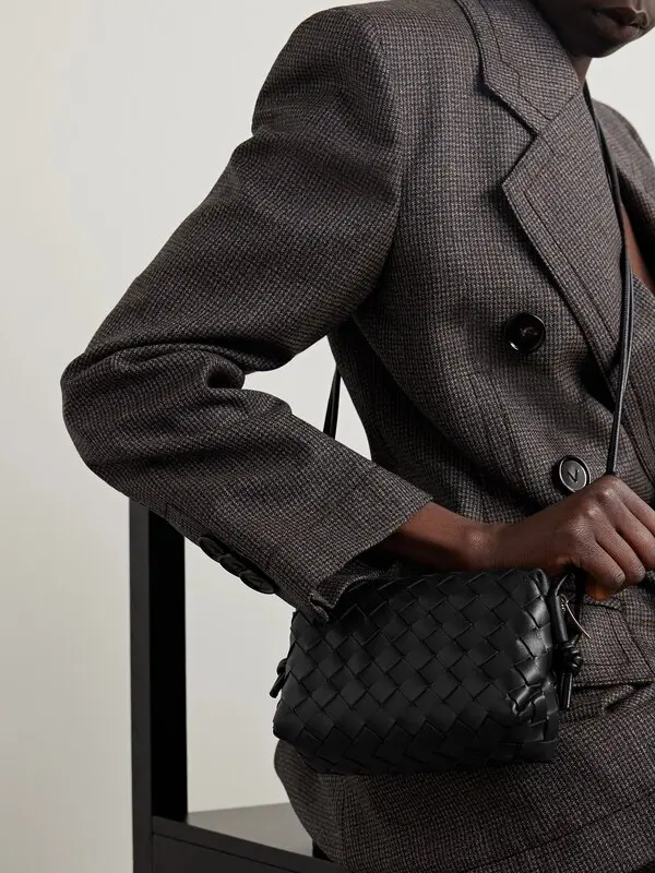 Bottega Veneta Loop Mini Intrecciato Shoulder Bag - Black