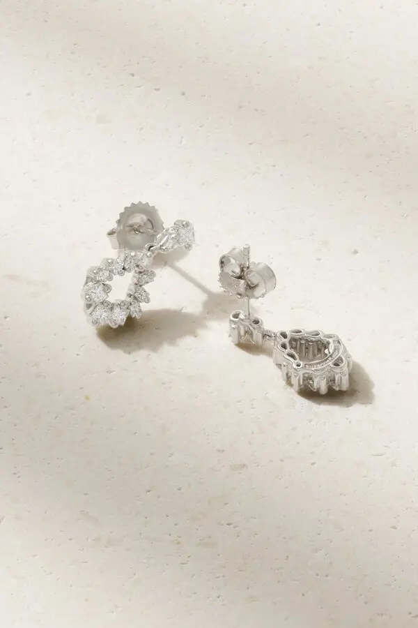 SUZANNE KALAN 18-karat White Diamond Drop Earrings
