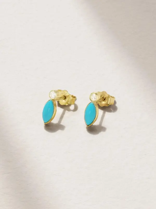 JENNIFER MEYER 18-karat Turquoise And Diamond Earrings - Gold